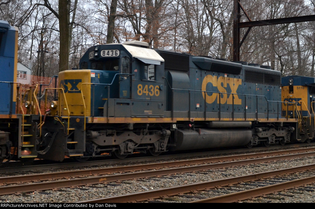 CSX SD40-2 8436 trails on Q439-15